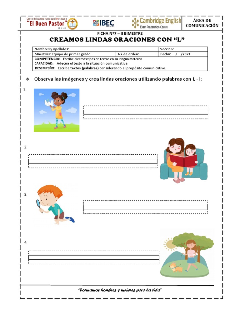 Ficha n 7 Creamos Oraciones (1) | PDF