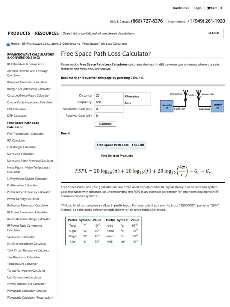 Free Space Path Loss Calculator | Download Free PDF | Antenna (Radio ...