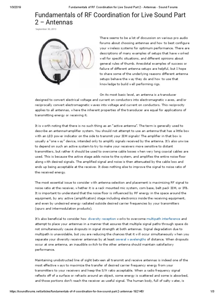 Fundamentals of RF Coordination For Live Sound Part 2 - Antennas ...