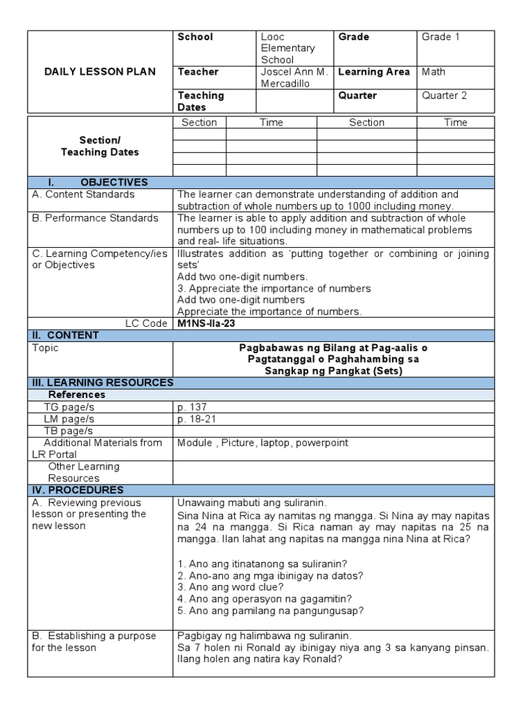 Daily Lesson Plan | PDF