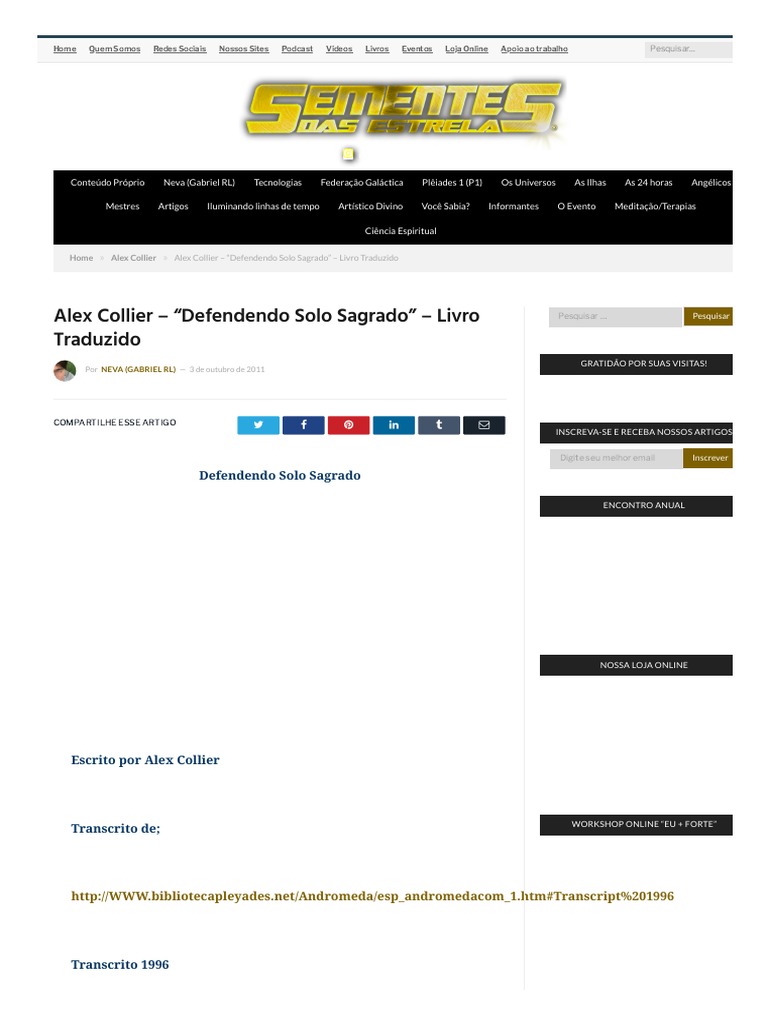 Alex Collier - Defendendo Solo Sagrado - Livro T | PDF | Universo | Lua