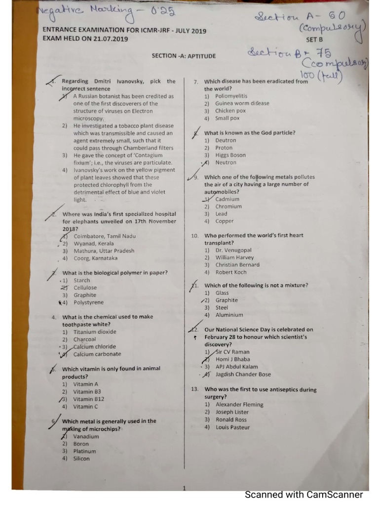 Icmr JRF - 2019 | PDF