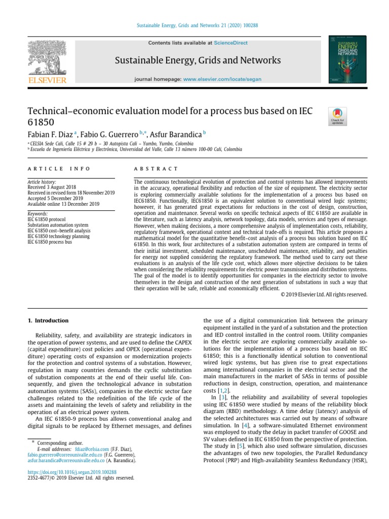 IEC 61850 Process Bus Cost-Benefit Model | PDF | Reliability ...