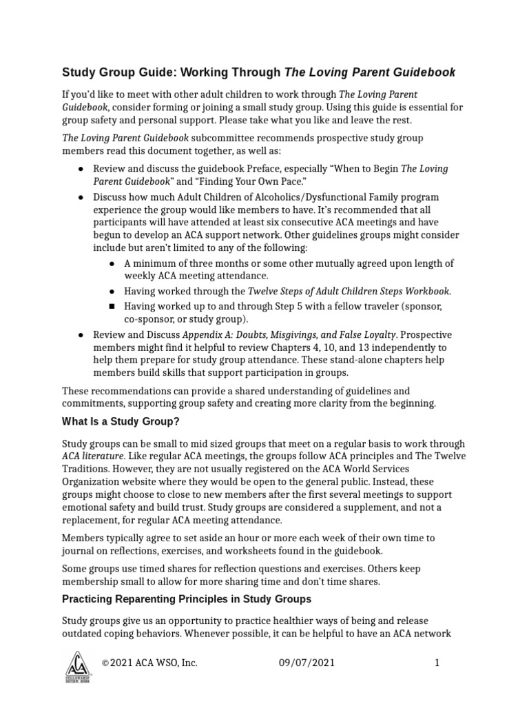Study Group Guide 9 7 21 - LTR | PDF | Twelve Step Program | Cognitive ...
