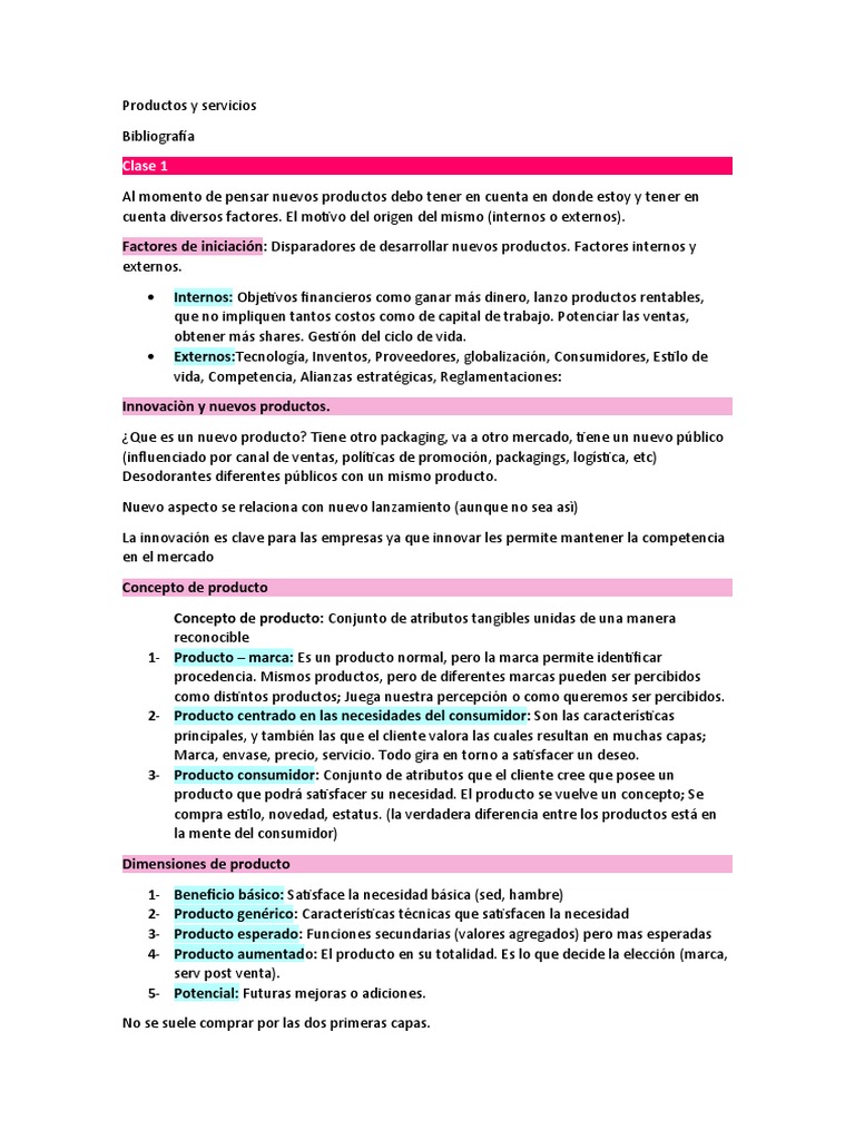 Productos y Servicios Resumen Primer Parcial | PDF | Marketing | Producto (Negocio)