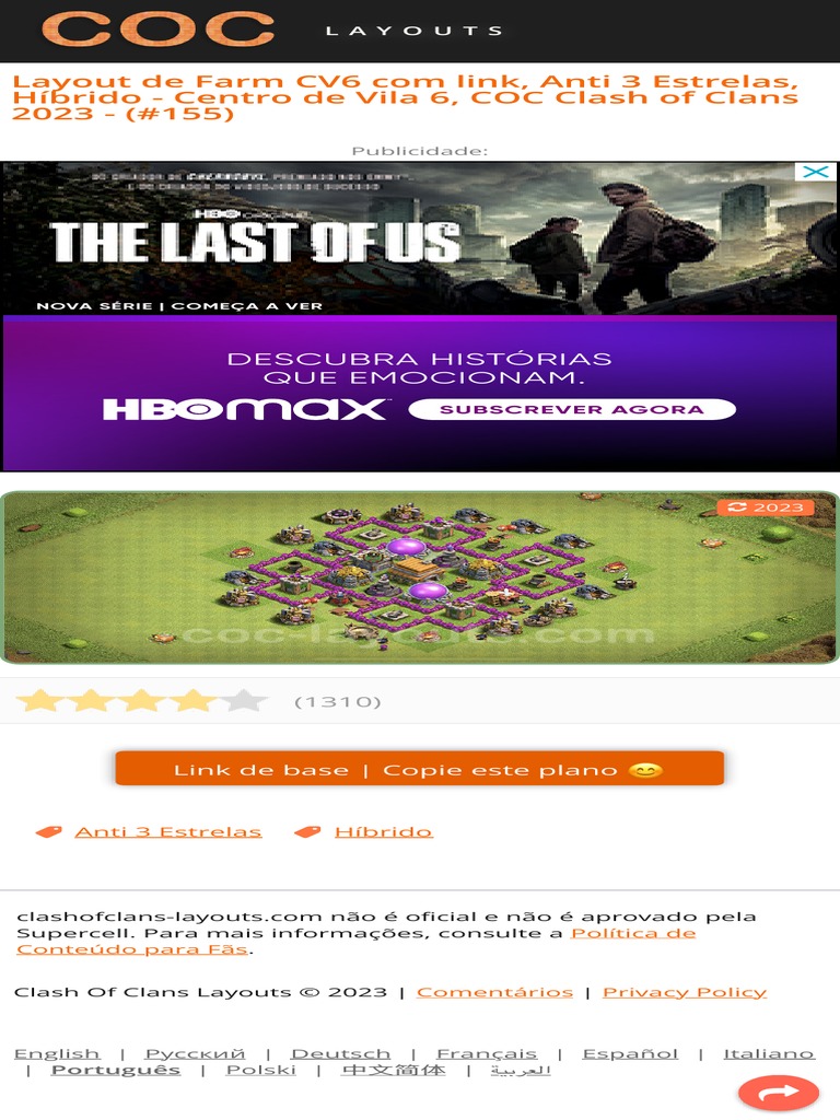 Melhor Layout de Farm CV6 Com Link, Anti 3 Estrelas, Híbrido COC Clash of Clans 2023 - Centro de ...