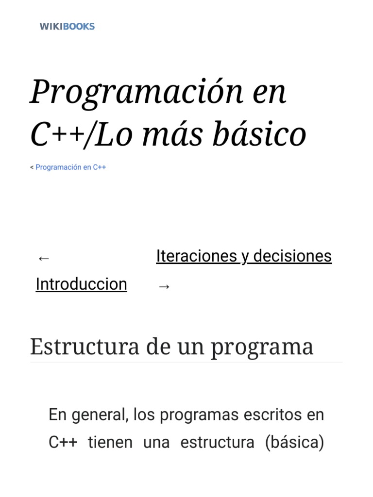 Programación en C++ - Lo Más Básico | PDF | C ++ | Compilador