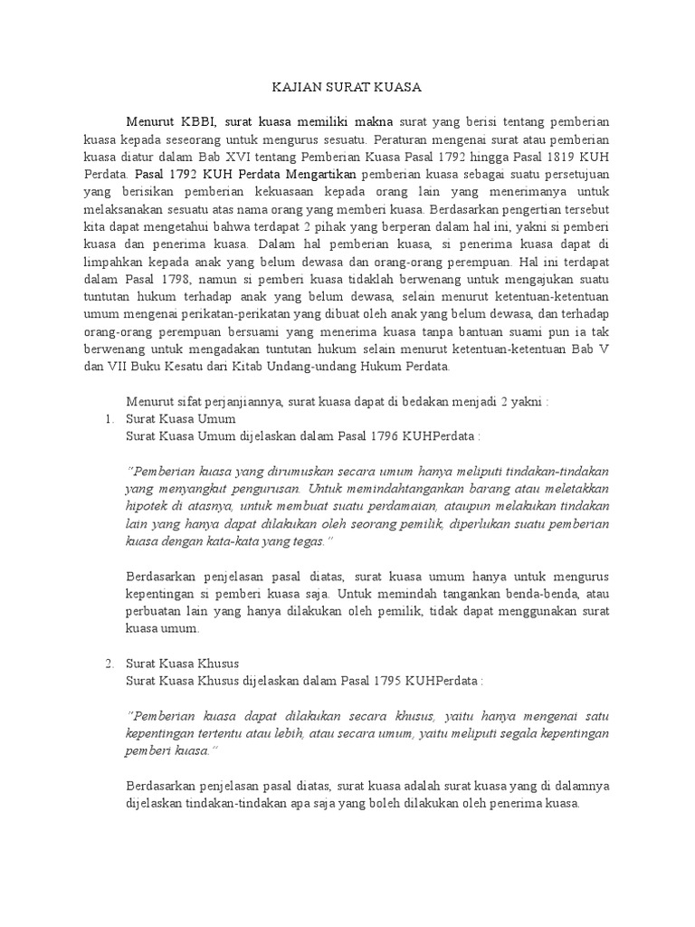 KAJIAN SURAT KUASA - Adina Hasani | PDF