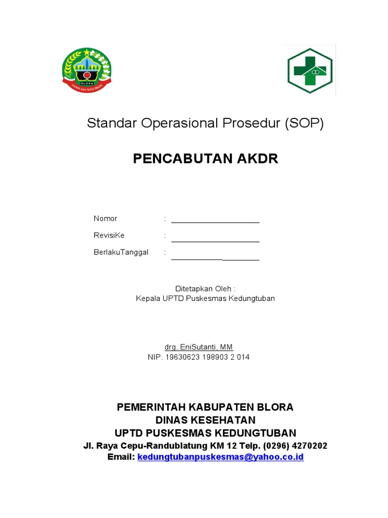 SOP Pencabutan AKDR di Puskesmas | PDF