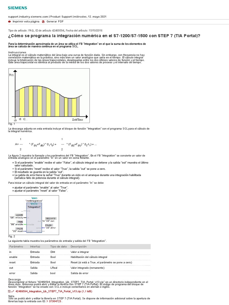 ¿Cómo Se Programa La Integración Numérica en El S7-1200/S7-1500 Con STEP 7 (TIA Portal) ? | PDF ...