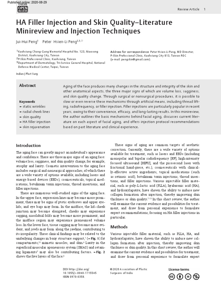 HA Filler Injection and Skin Quality-Literature Mi | PDF | Wrinkle ...
