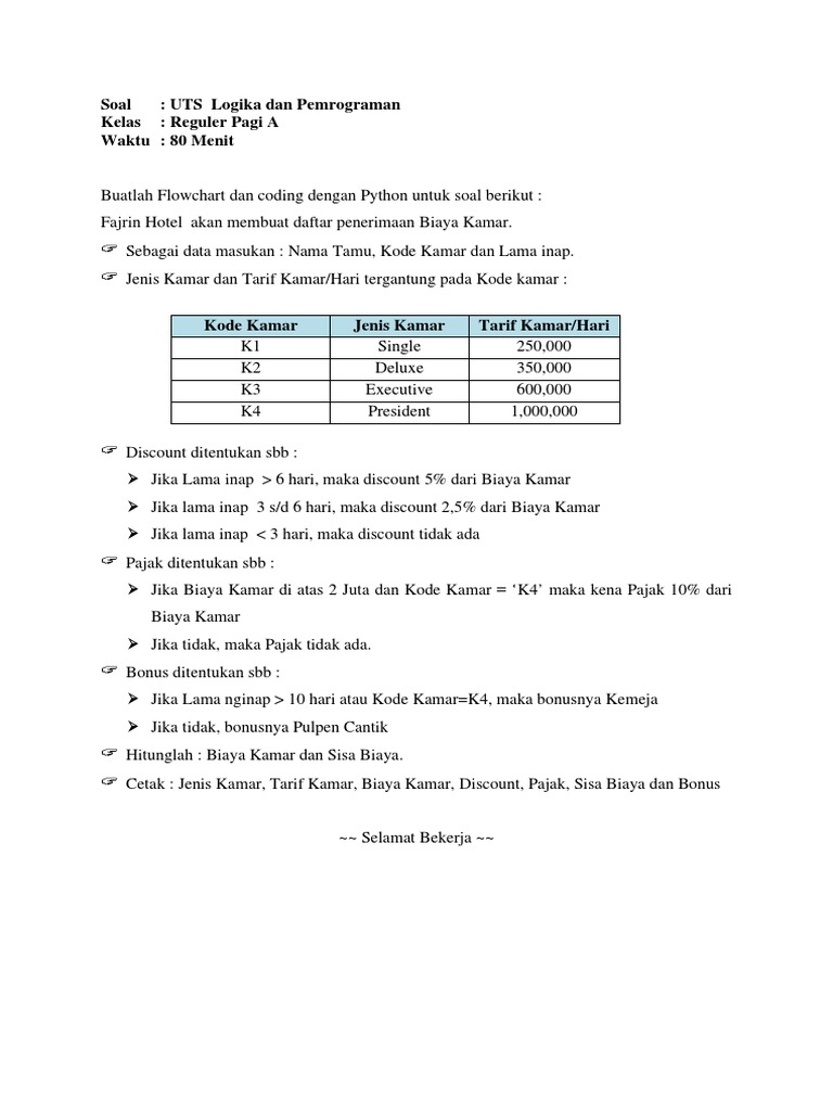 Soal UTS Logika Dan Pemrograman RPA | PDF