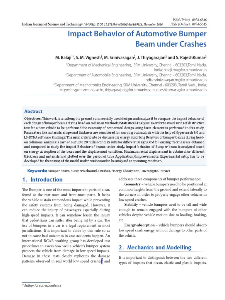 Impact Behavior of Automotive Bumper | PDF | Finite Element Method | Physical Sciences