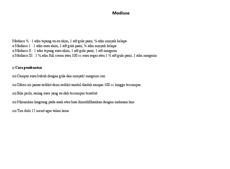 Cara Pembuatan Modisco | PDF