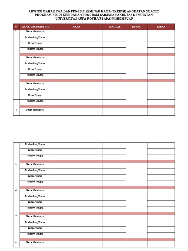 Absen Seminar Hasil Penelitian (Skripsi) | PDF