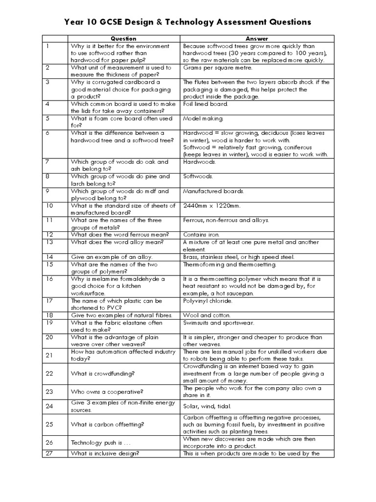 DT Year 10 | PDF | Wood | Hardwood