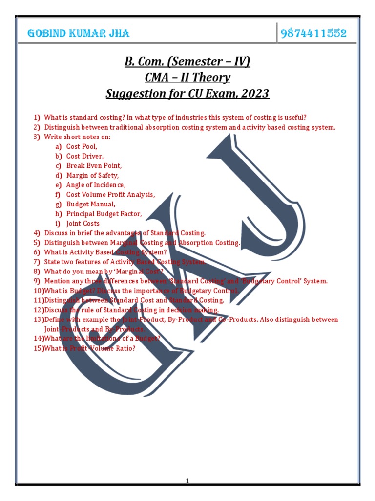 CMA II Exam Questions 2023 | PDF | Technology & Engineering