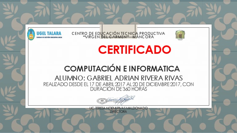 Certificado: Computación E Informatica | PDF