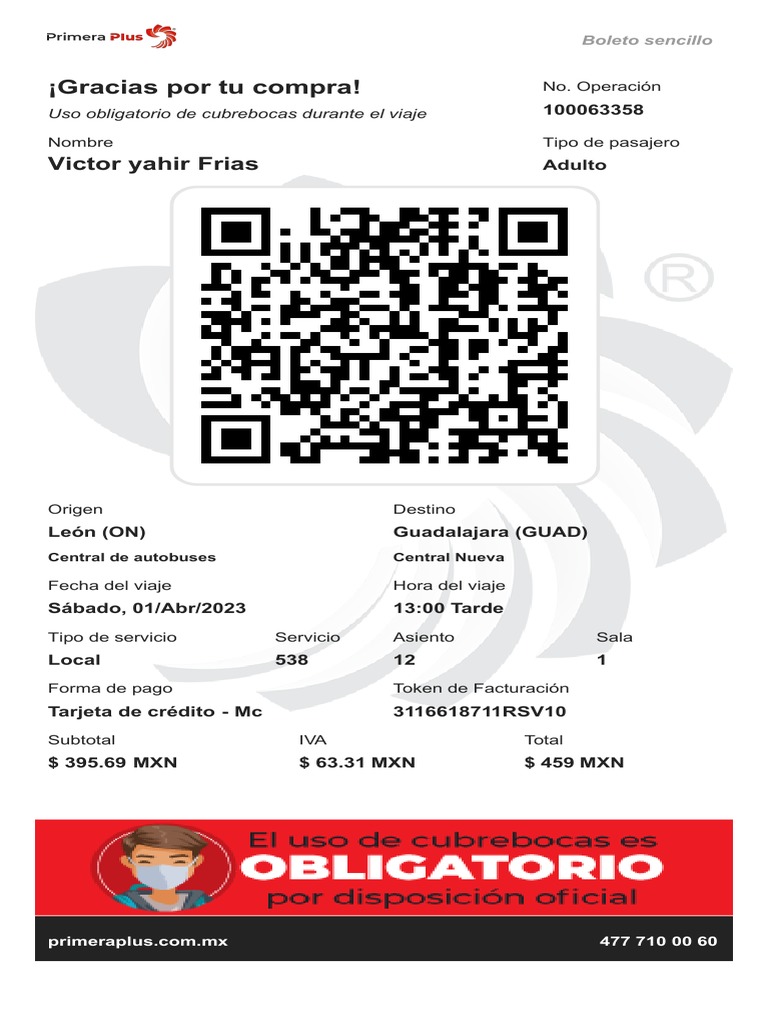 Boleto de Autobús León a Guadalajara | PDF | Economias | Transporte