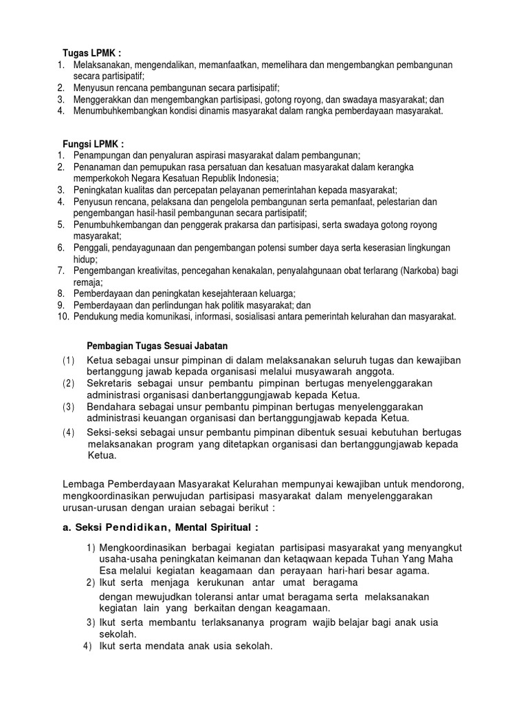 Program Kerja LPMK | PDF