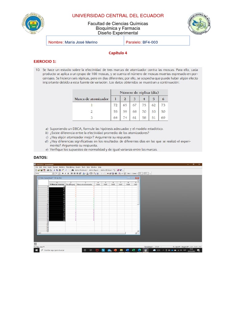 Tarea - Ejercicios Cap 4 y 5 - Gutierrez | PDF | Diseño de experimentos | Análisis de variación