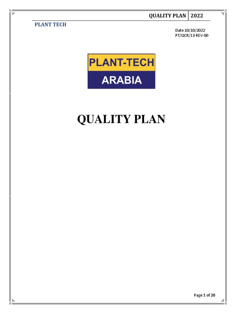 Quality Plan | PDF | Quality Management System | Quality Management