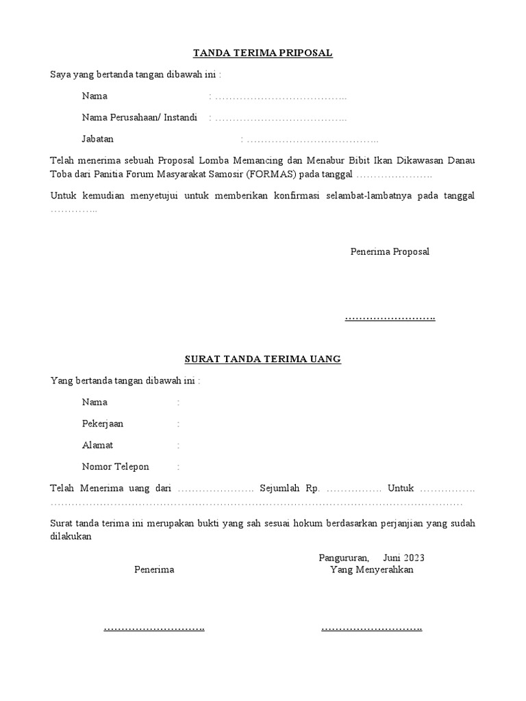 Tanda Terima Proposal dan Uang | PDF | Hukum