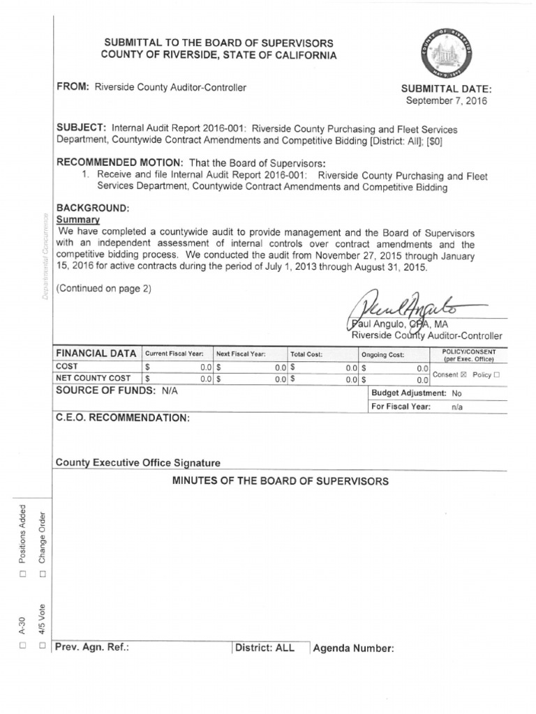 Internal Audit Report 2016-001 Purchasing and Fleet Services | PDF