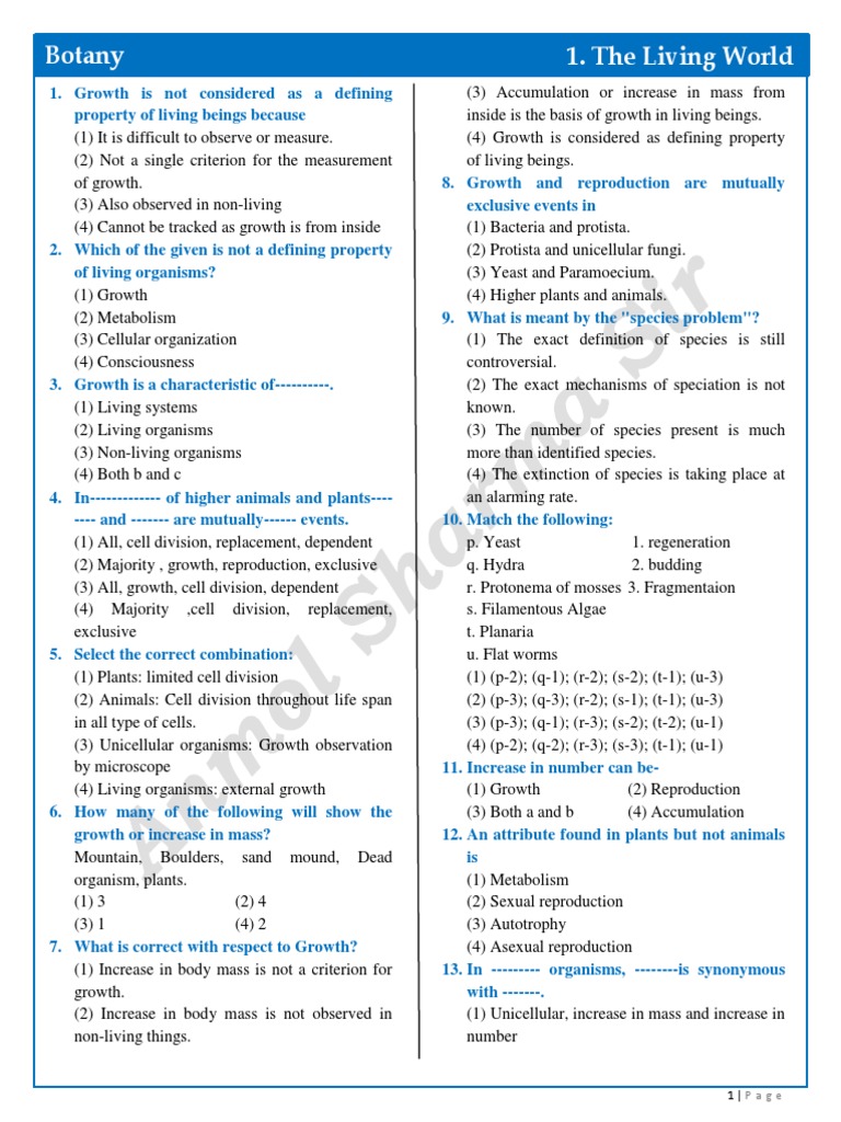 The Living World | PDF | Taxonomy (Biology) | Genus