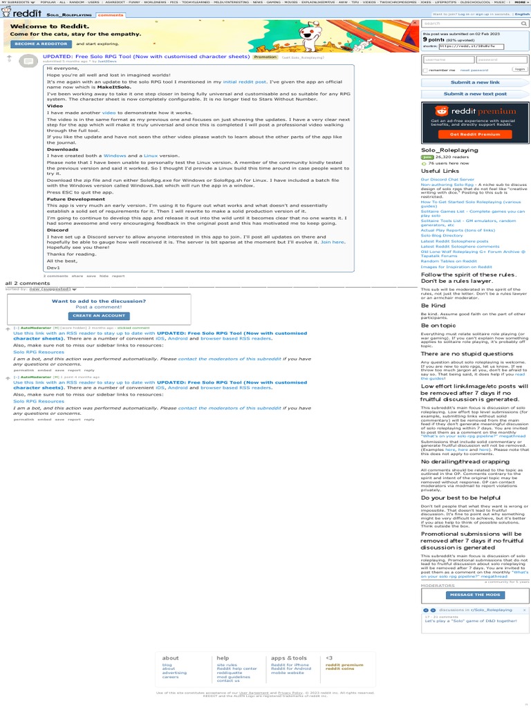Free Customizable Solo RPG Tool | PDF | Internet Forum | Role Playing Games