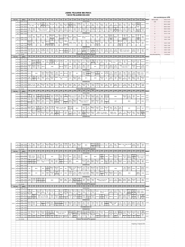 Jadwal Pelajaran Sma 22 23 Pdf