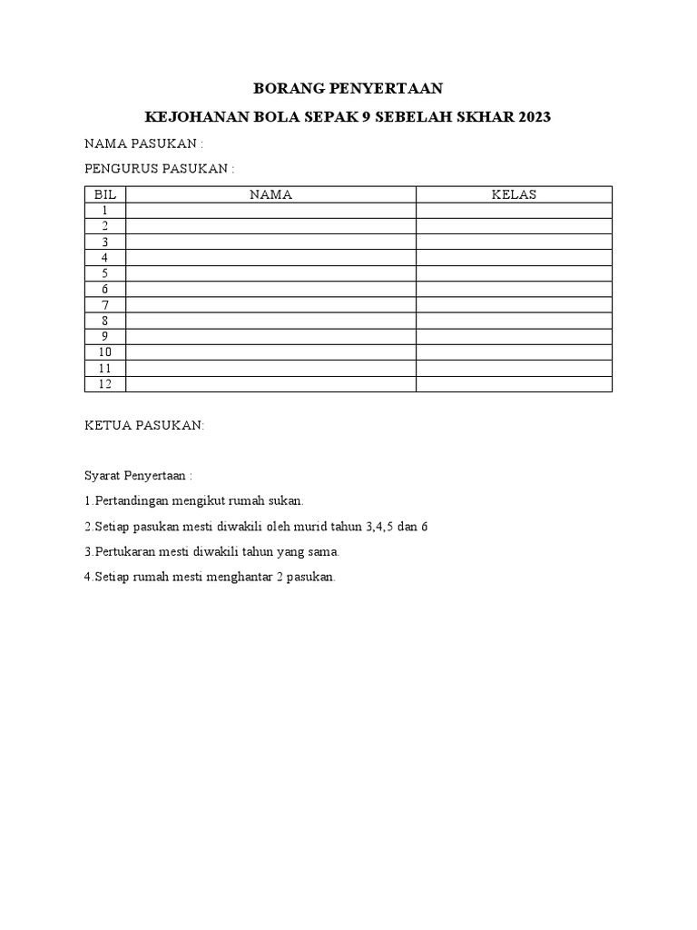 Borang Penyertaan | PDF