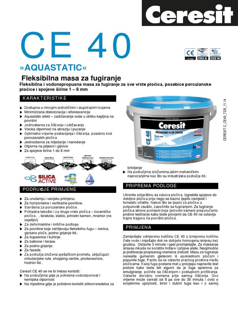 HR Ceresit Tds Ce40 Fleksibilna Masa Za Fugiranje | PDF