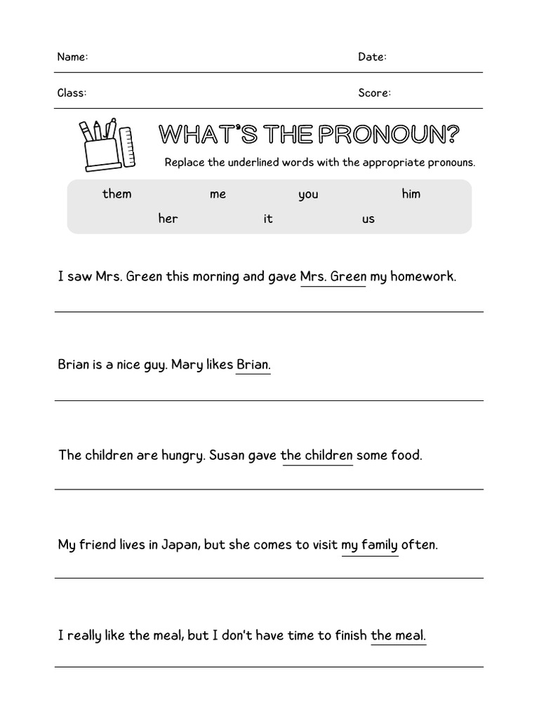 Object Pronouns Printable Worksheets | PDF
