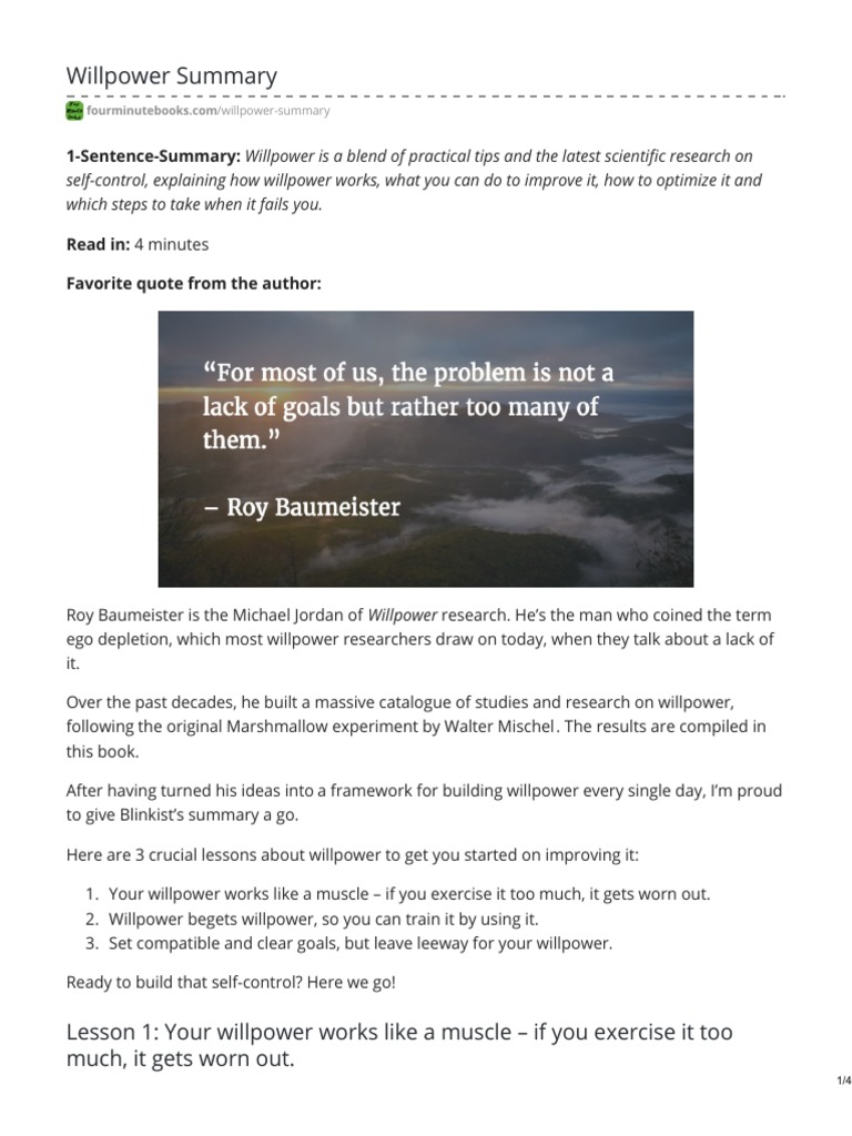Willpower Summary | Download Free PDF | Self Control | Self-Management