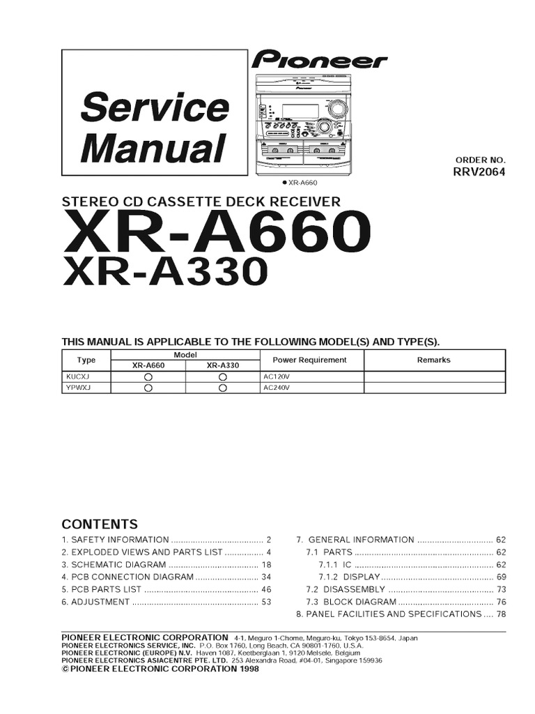 Pioneer XR A330 Service ID13283 | PDF