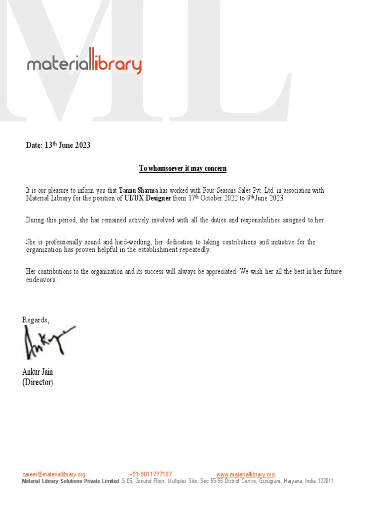 Experience Letter | PDF