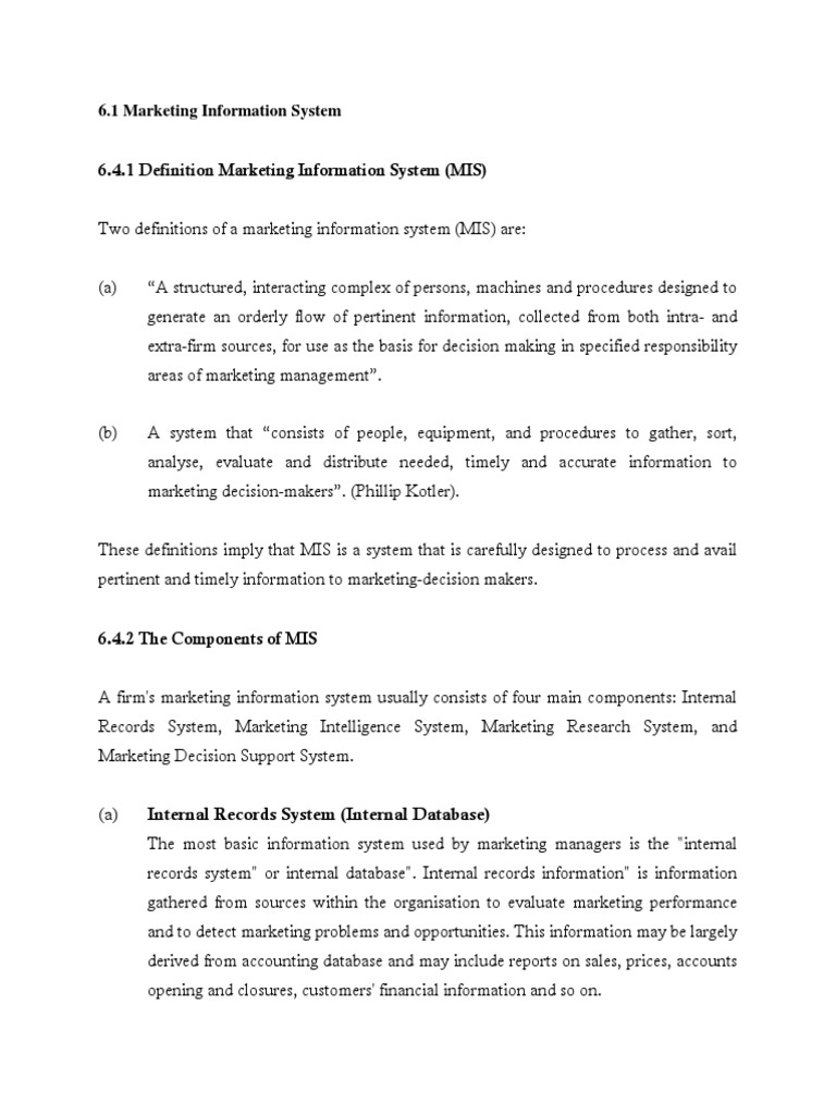 Overview of Marketing Information Systems | PDF | Marketing Research ...