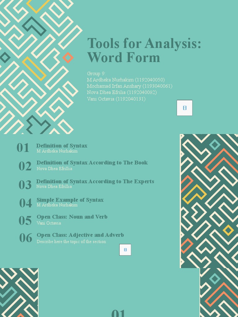 5B Group 9 Definition of Syntax and Open Class | PDF | Syntax | Noun
