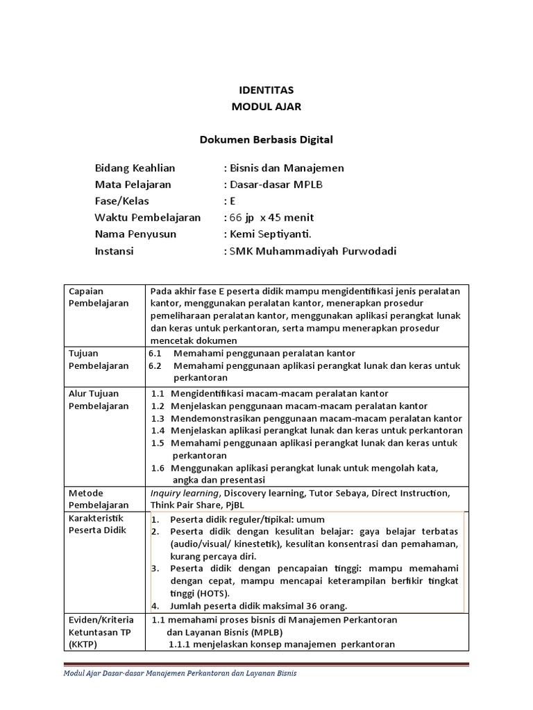 Ma Elemen 6 Dasar MPLB | PDF