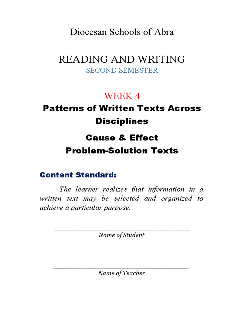 WEEK 4 Lesson 7 8 Patterns of Development in Writing | PDF | Obesity ...