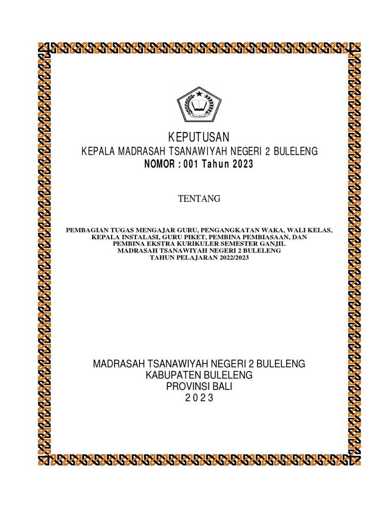SK Pembagian Tugas Mengajar 2022-2023 SMT 2 Rev | PDF