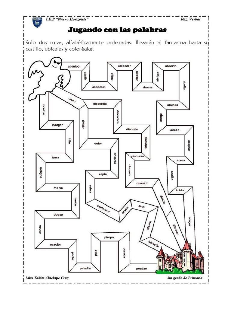 Jugando Con Las Palabras Raz Verbal - 5to Grado | PDF
