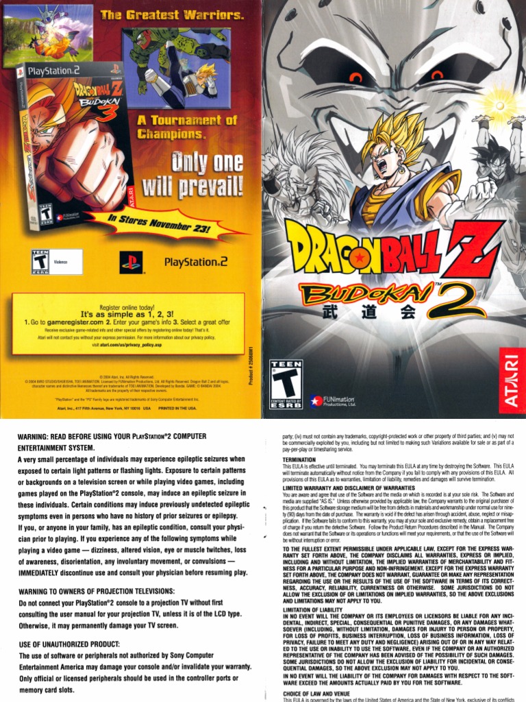 Dragonball Z Budokai 2 - Manual | PDF | License | Computing