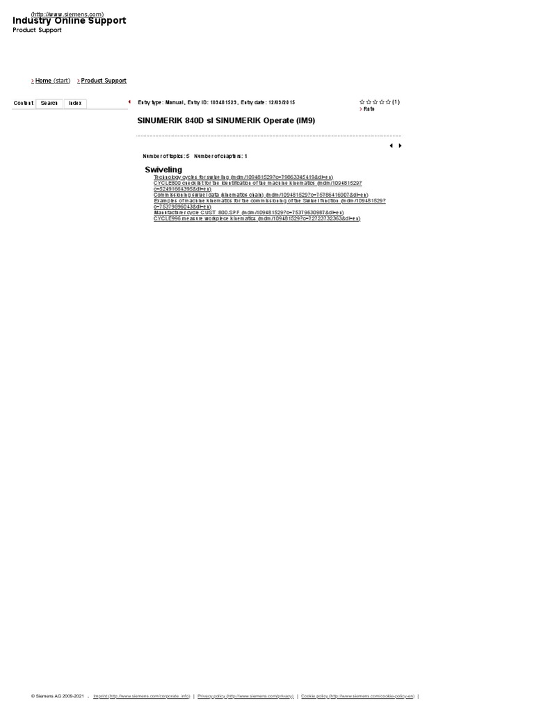 Swivelling 840d SL | PDF | Rotation Around A Fixed Axis | Machines