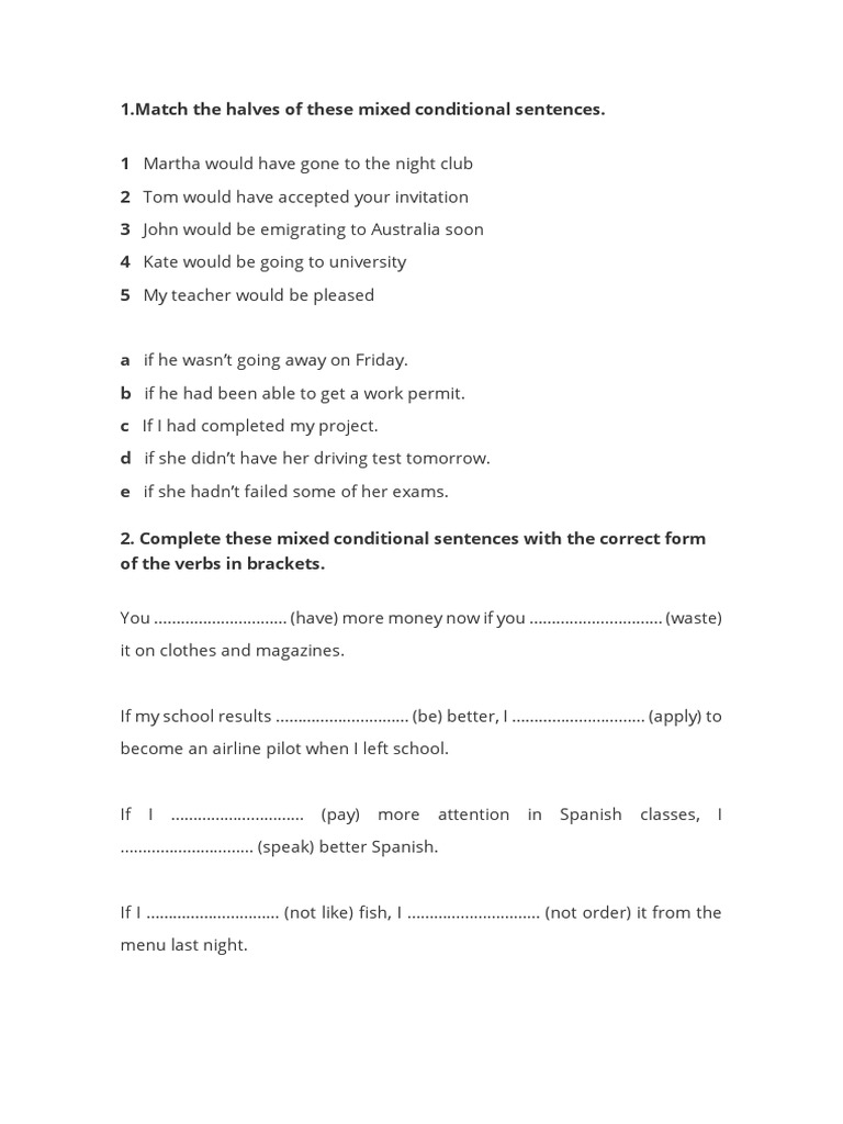 Conditional Exercises | PDF