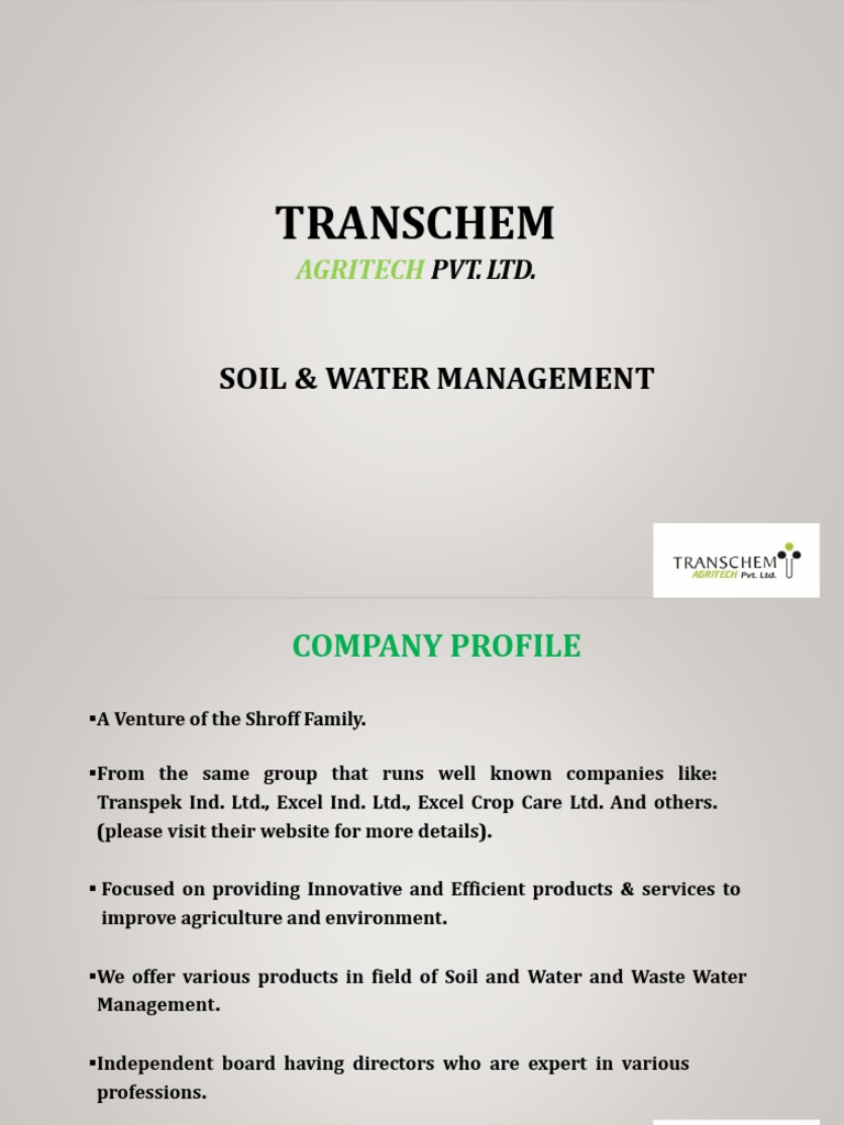 Transchem - Agri - Presentation. | PDF | Soil | Fertilizer