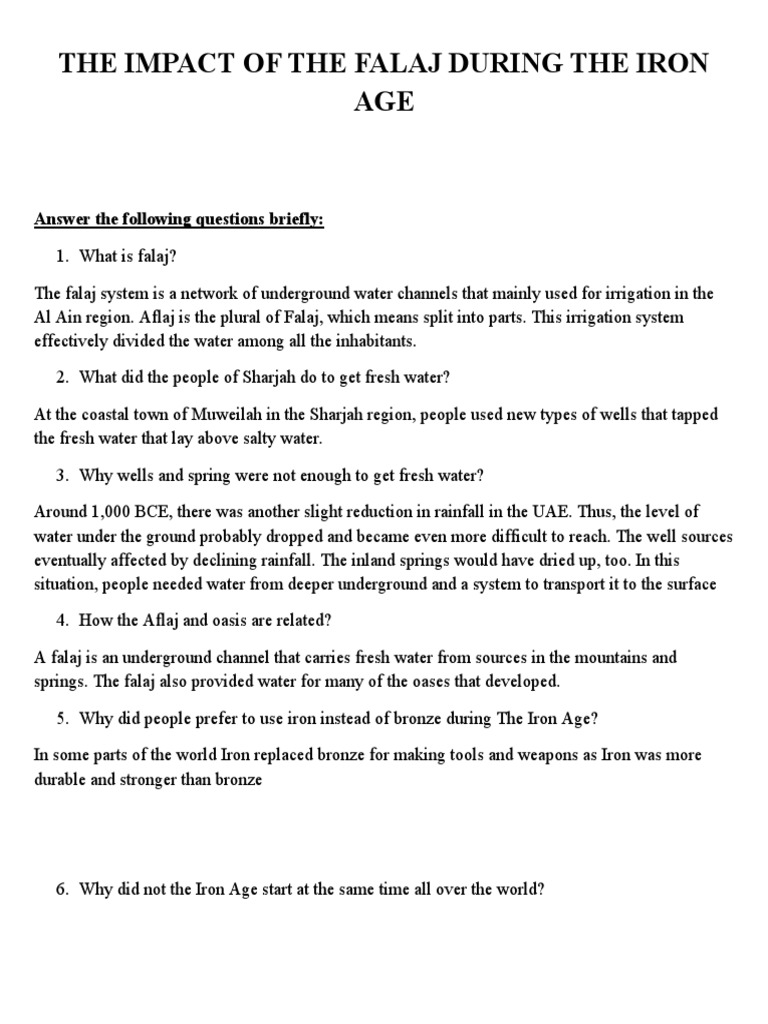 FALAJ AND IRON AGE Solved | PDF | Bronze