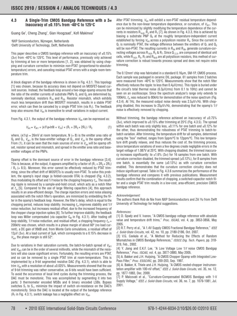 eetop.cn - 2010A Single-Trim CMOS Bandgap Reference with a 3σ - - Inaccuracy of ±0.15% from ...