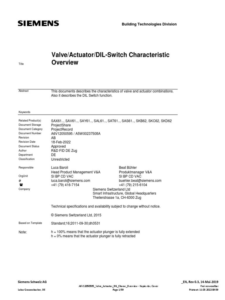 A6V12050595 - Valve Actuator DIL-Switch Characteristic Overview - de ...